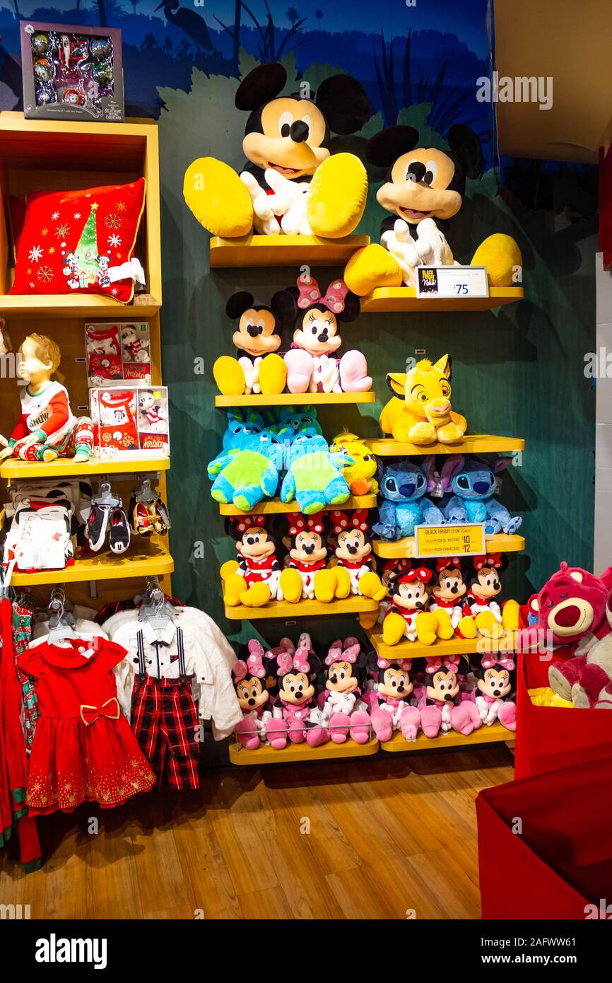 Miami, USA - November 30, 2019: The colorful princesses at Disney store ...