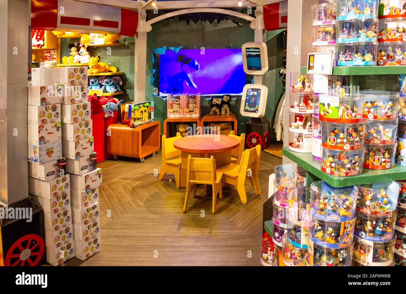 Miami, USA - November 30, 2019: The colorful princesses at Disney store ...