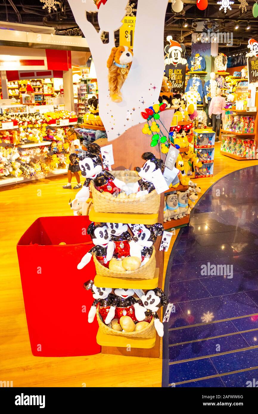 Miami, USA - November 30, 2019: The colorful princesses at Disney store ...