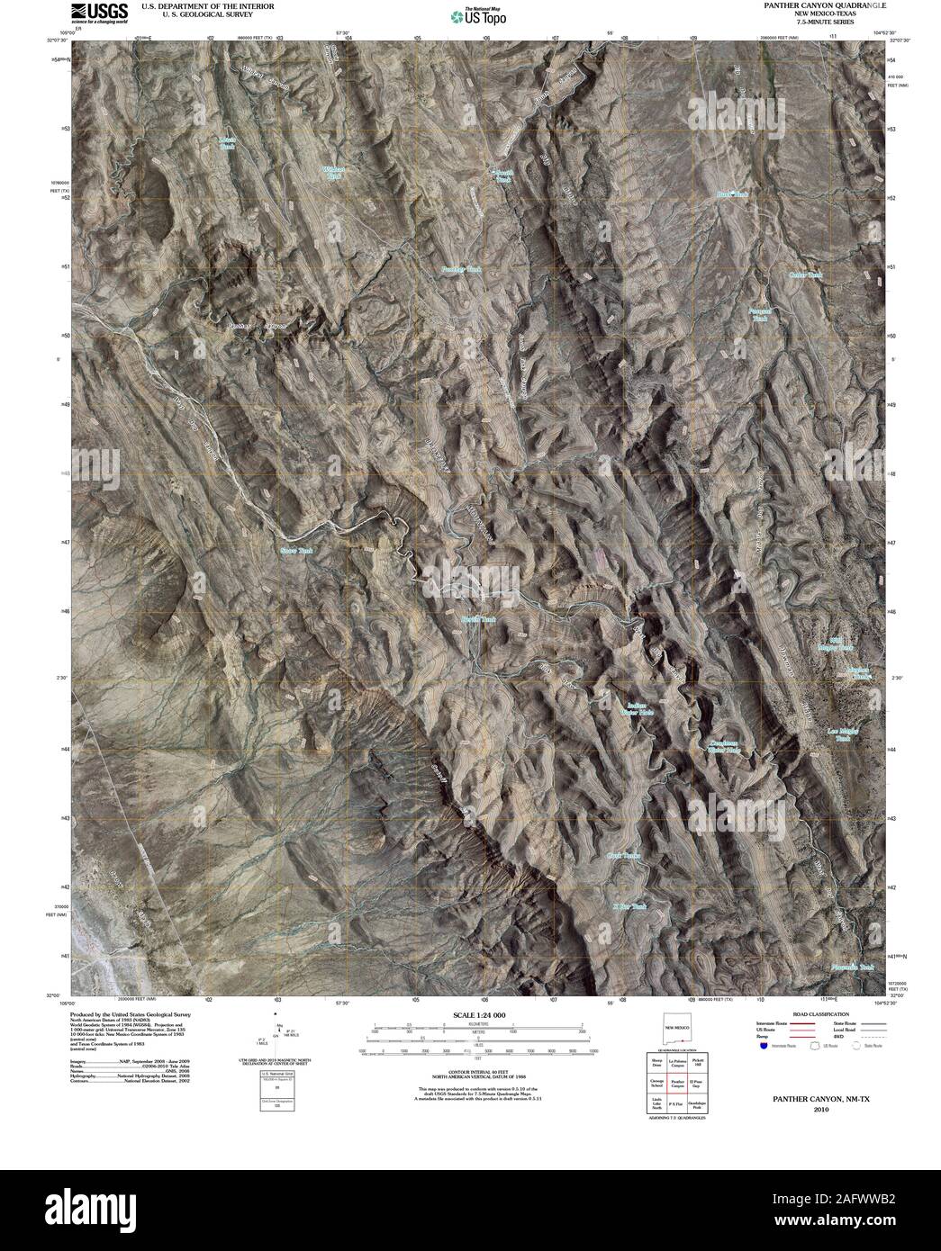 USGS TOPO Map New Mexico NM Panther Canyon 20100915 TM Restoration ...