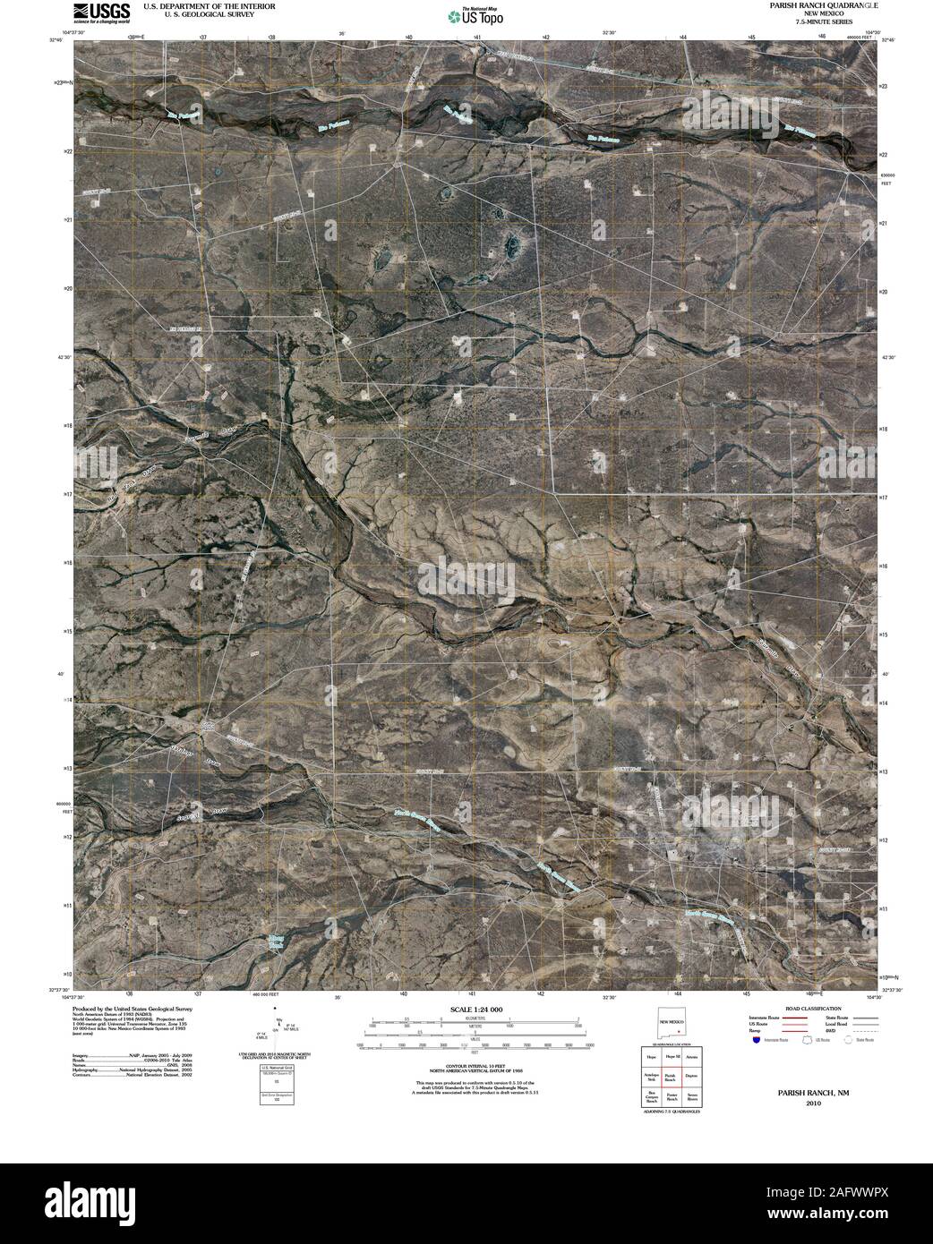 USGS TOPO Map New Mexico NM Parish Ranch 20100915 TM Restoration Stock ...