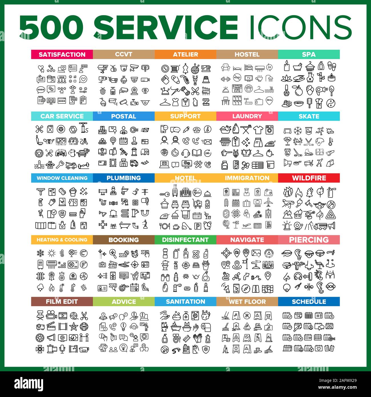Service Icon Thin Line Big Set Vector Stock Vector Image & Art - Alamy