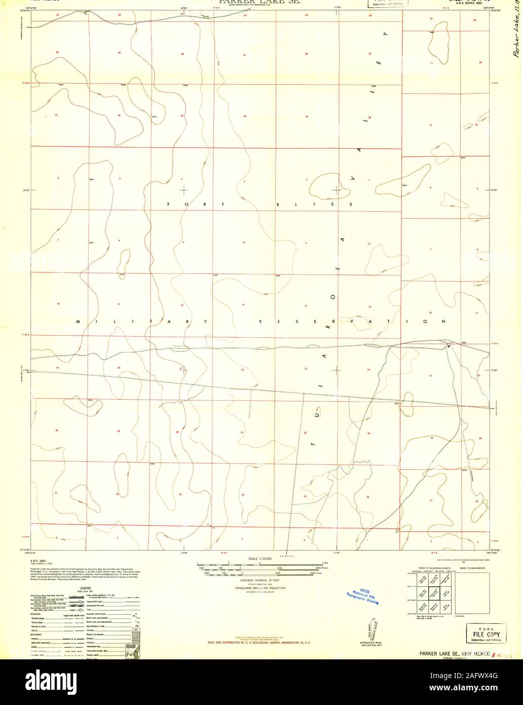 USGS TOPO Map New Mexico NM Parker Lake SE 191818 1948 24000 ...