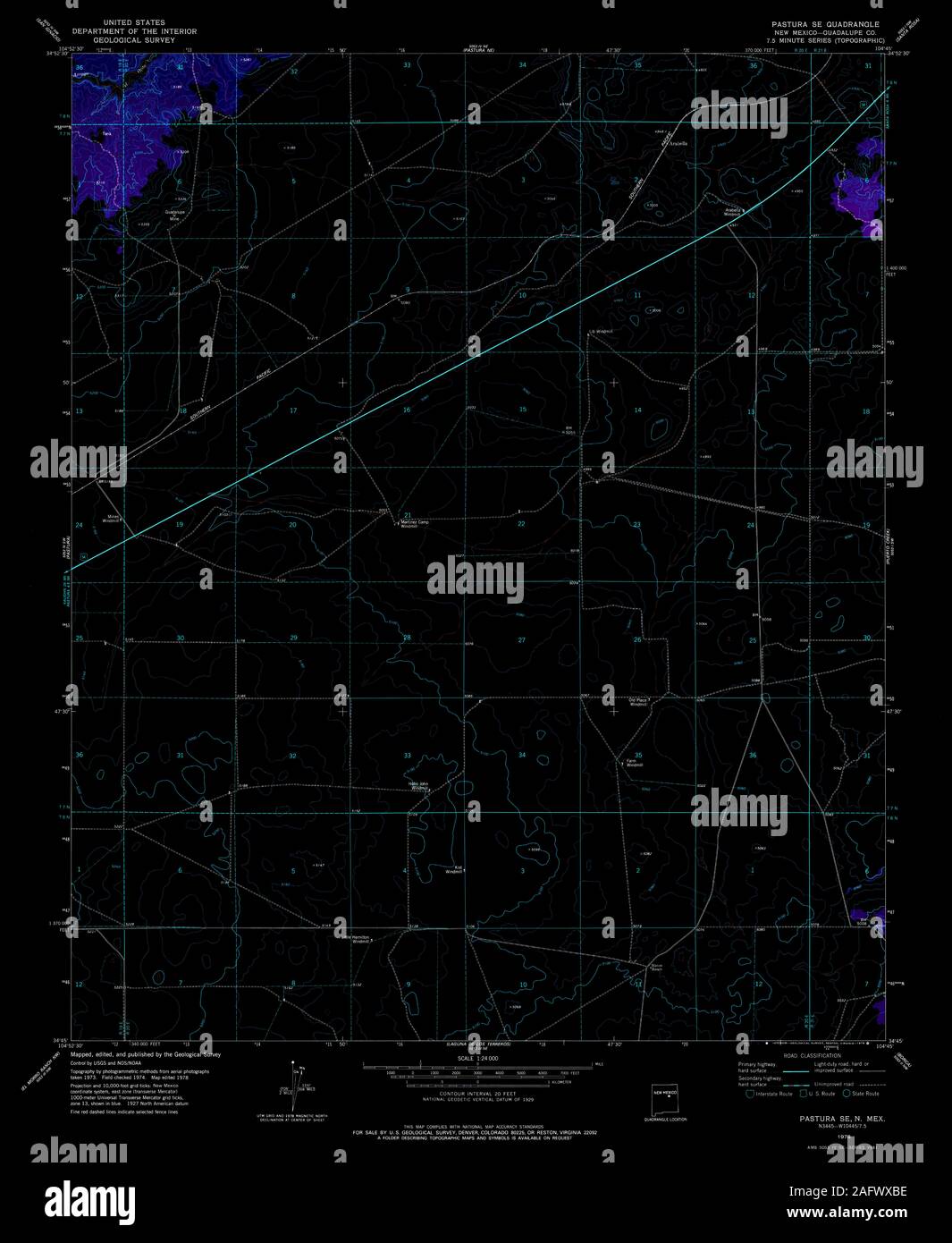 USGS TOPO Map New Mexico NM Pastura SE 362955 1978 24000 Inverted ...