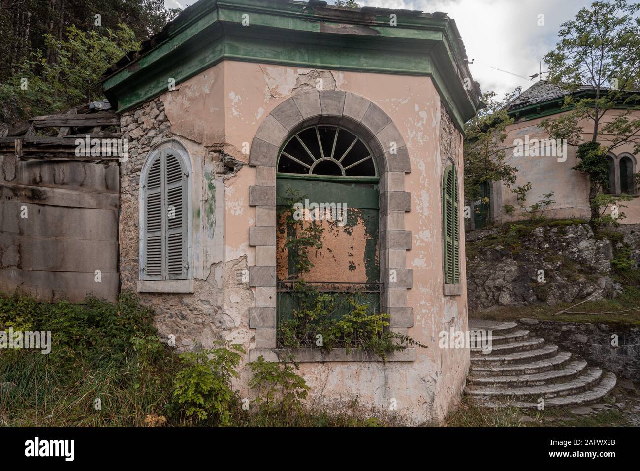 Ruined buildings of the once glamorous19th century Spa town of ...