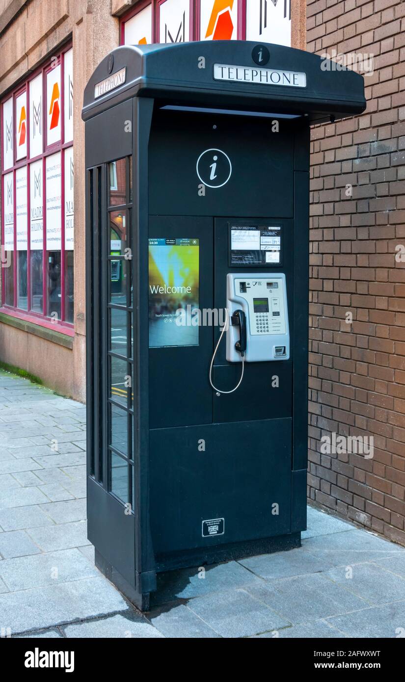 New British telephone box in Liverpool Stock Photo - Alamy