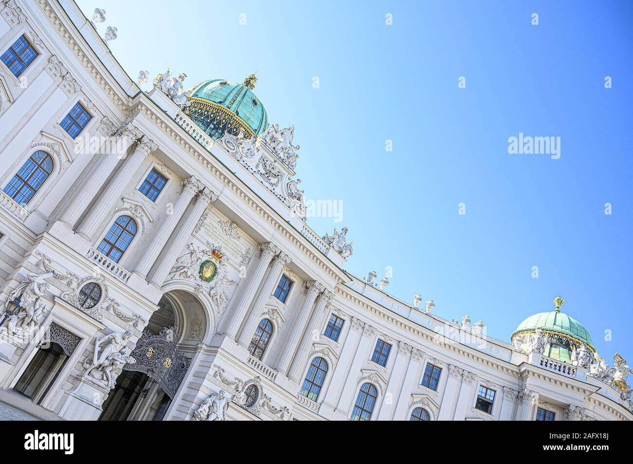 Low angle shot of the famous Hofburg Imperial Palace in Vienna, Austria ...