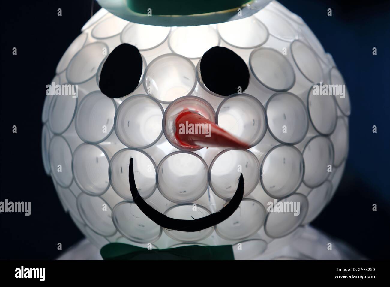 plastic free and recycle - the snowman made with plastic cups Stock ...