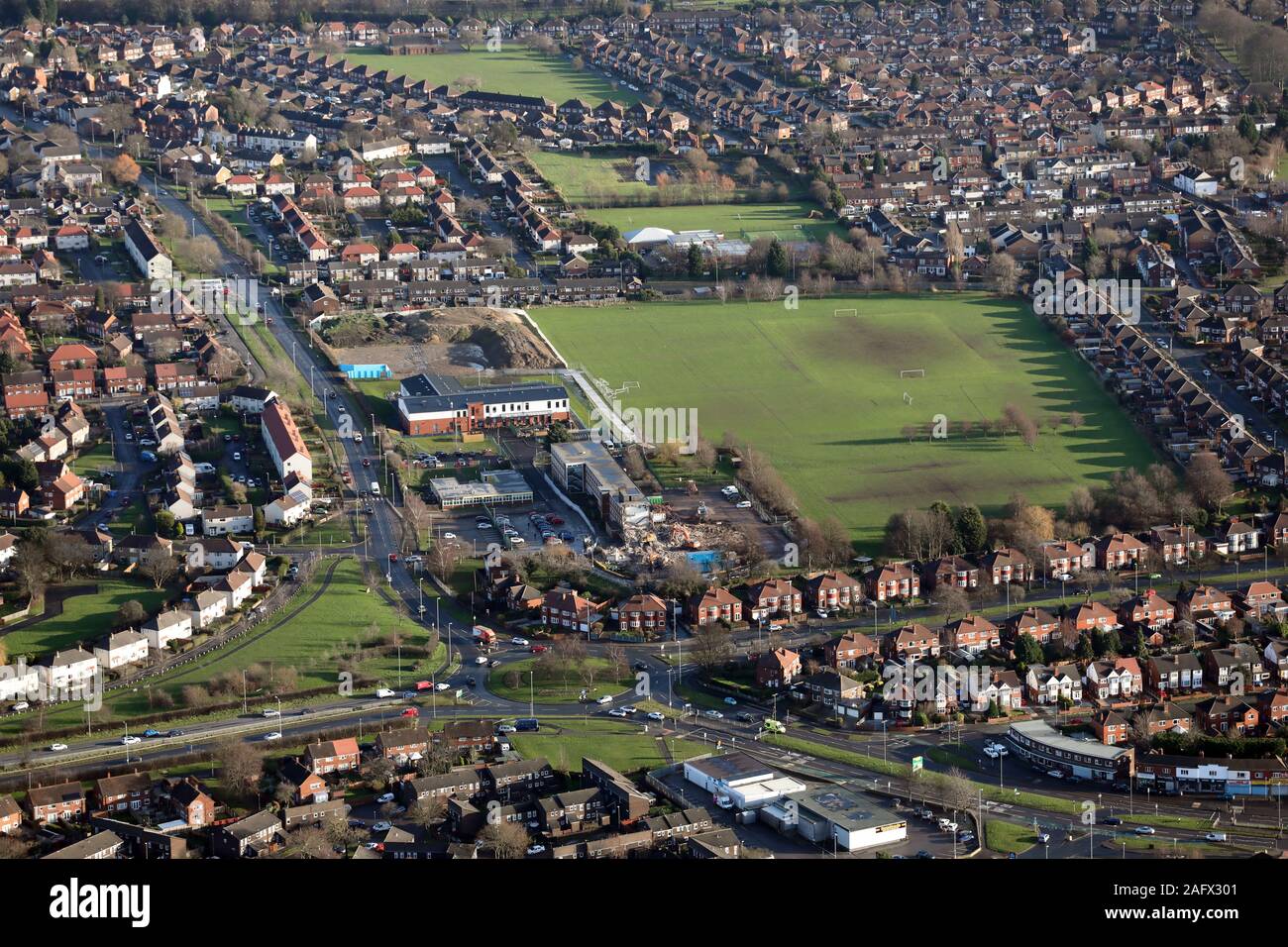 aerial view of Crossgates & Stanks showing the A64 A6120 roundabout on ...