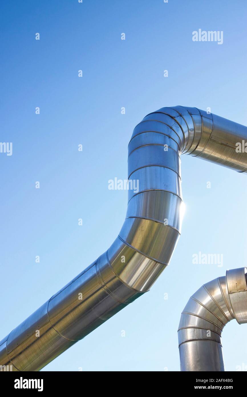 Geothermal power pipe structure against a blue background Stock Photo ...