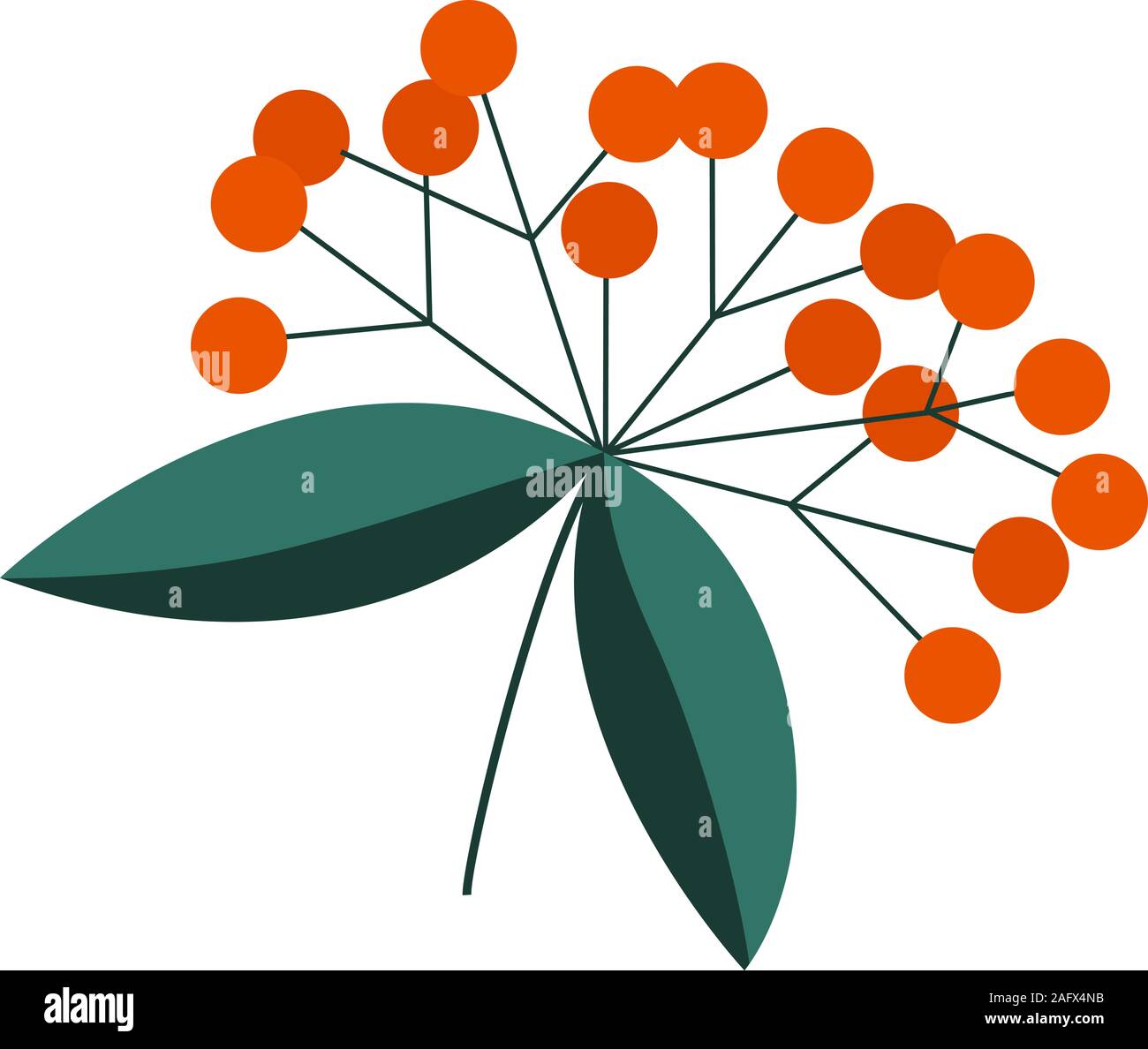 Vector Illustration, Simple Element. Twig with Leaves and Orange ...