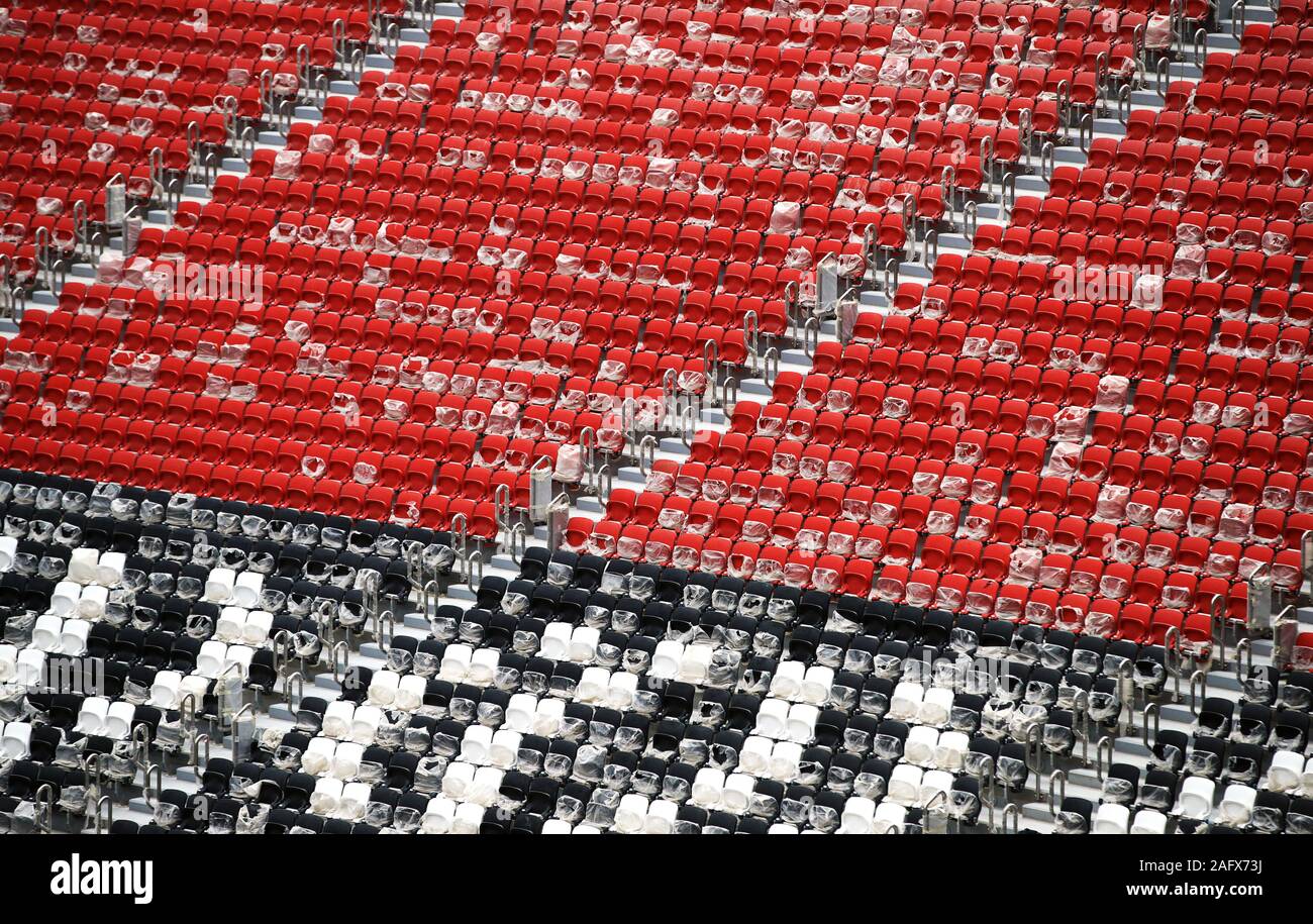 A general view of seats at the Khalifa International Stadium, Doha ...