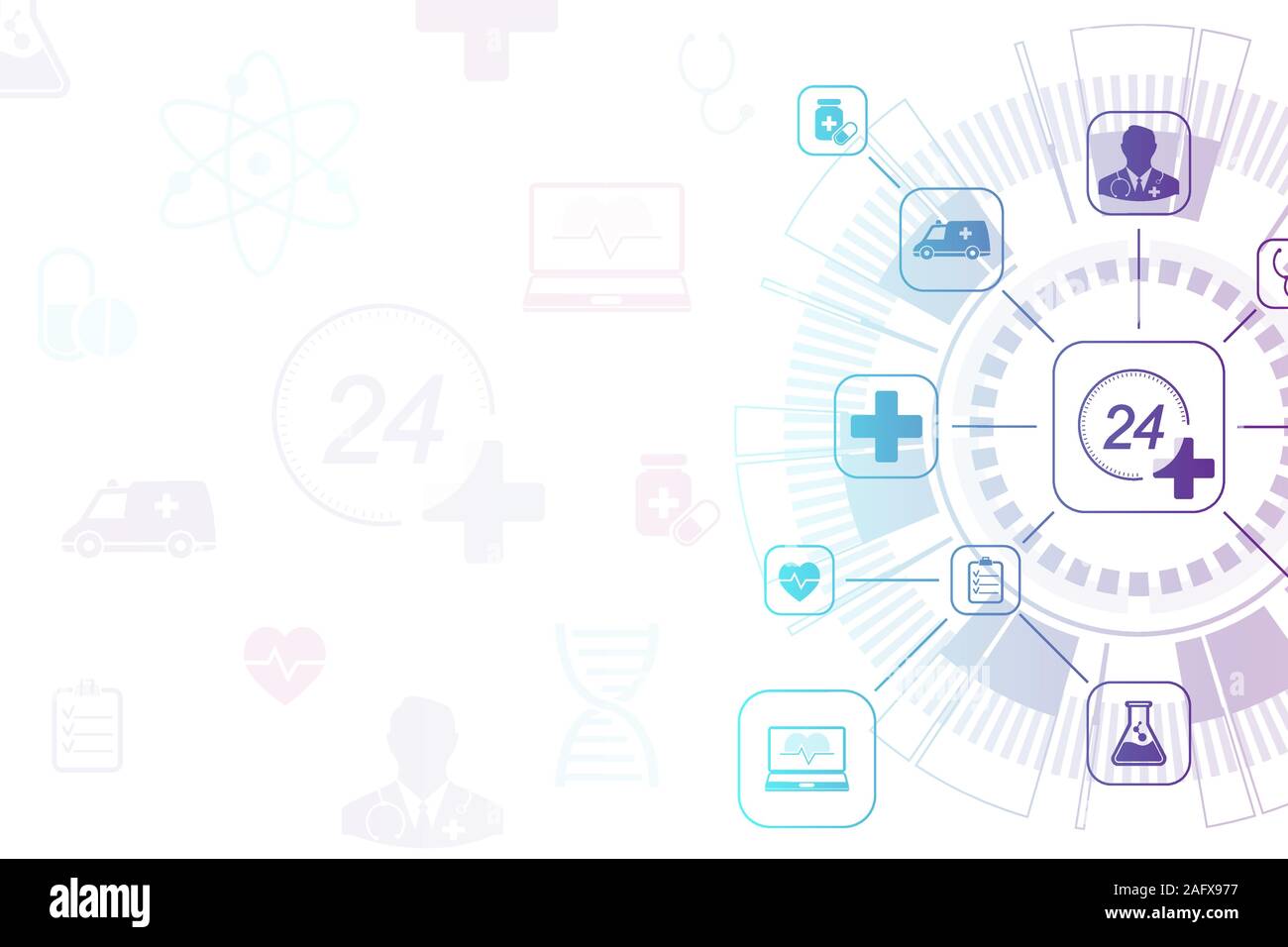Abstract health care banner template with flat icons. Healthcare ...