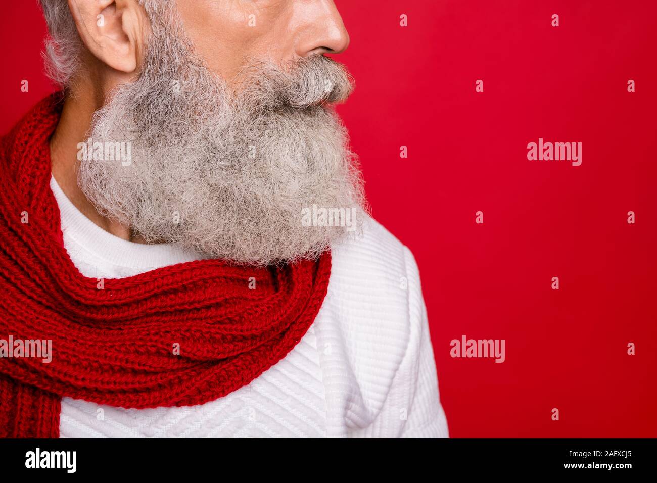 Cropped close-up profile side view portrait of his he nice attractive ...