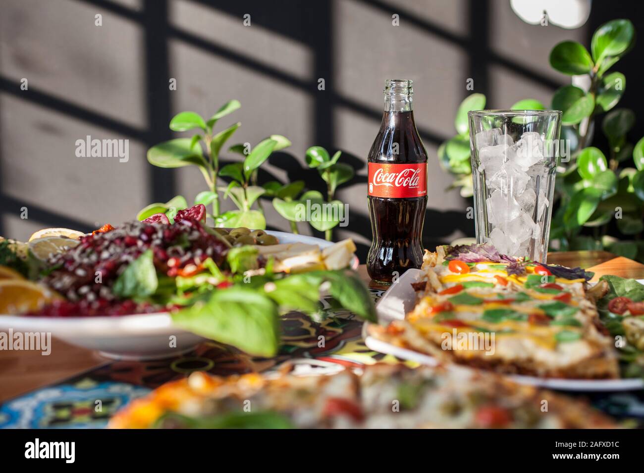 Perfect lunch table with cocacola Stock Photo - Alamy