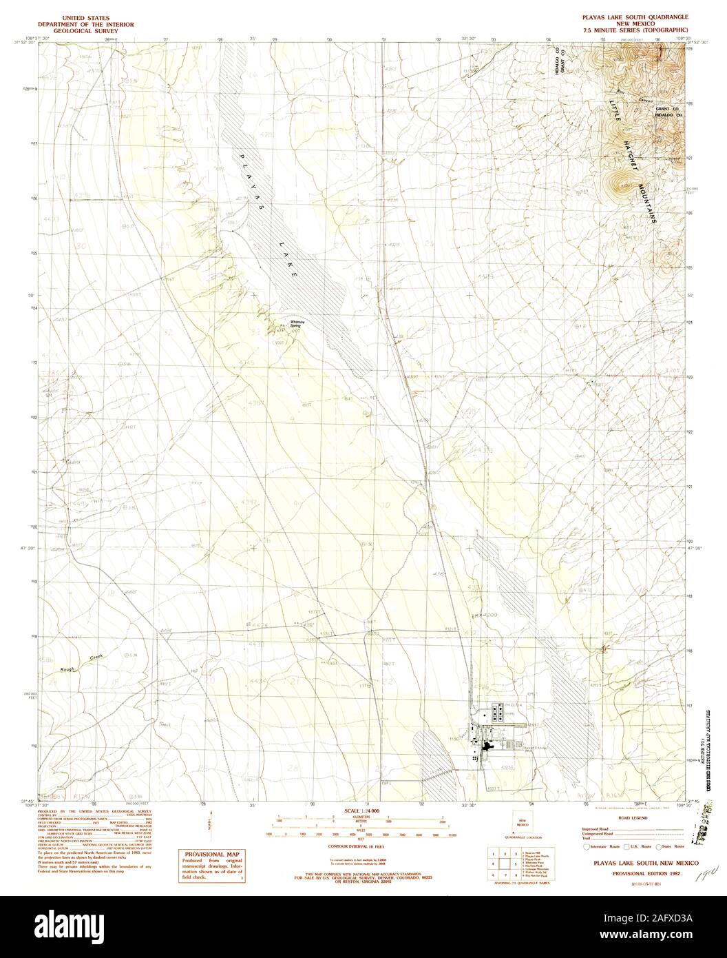 USGS TOPO Map New Mexico NM Playas Lake South 191901 1982 24000 ...