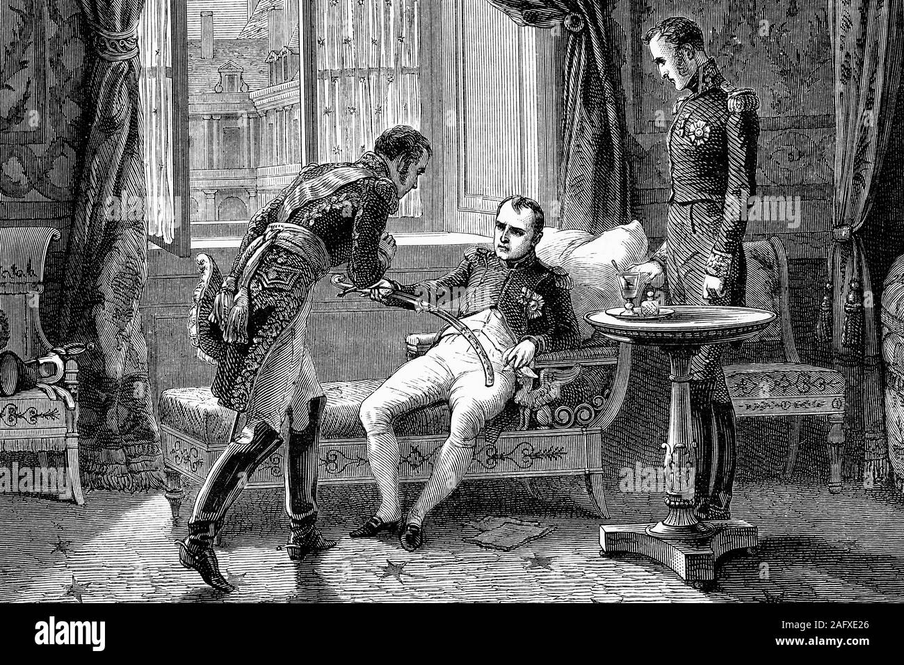 Napoleon delivers as a souvenir to Marshal MacDonald the saber of Murad ...