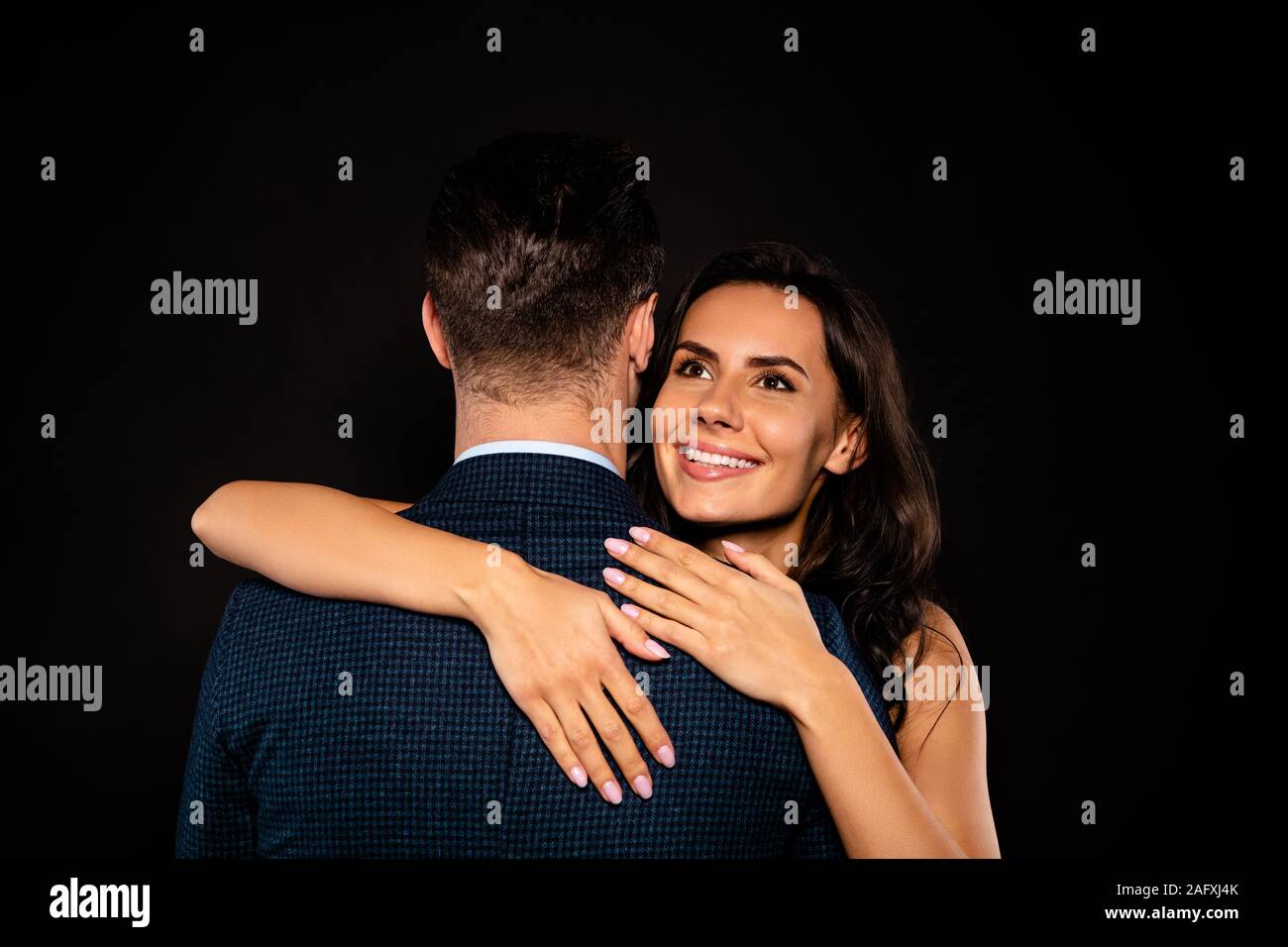 Back view of couple cuddle hi-res stock photography and images - Alamy