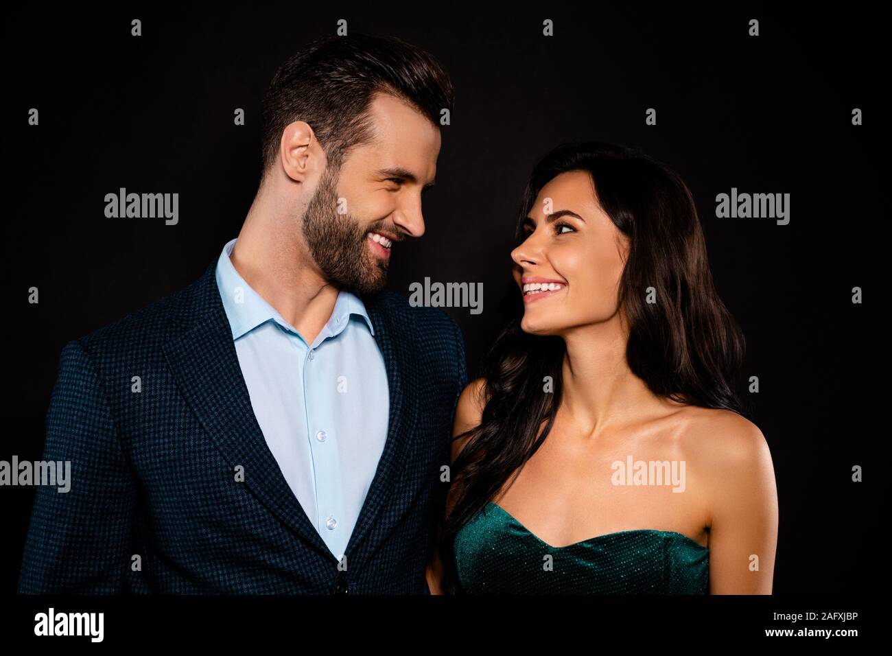 Close up photo beautiful she her classy lady wife he him his husband ...