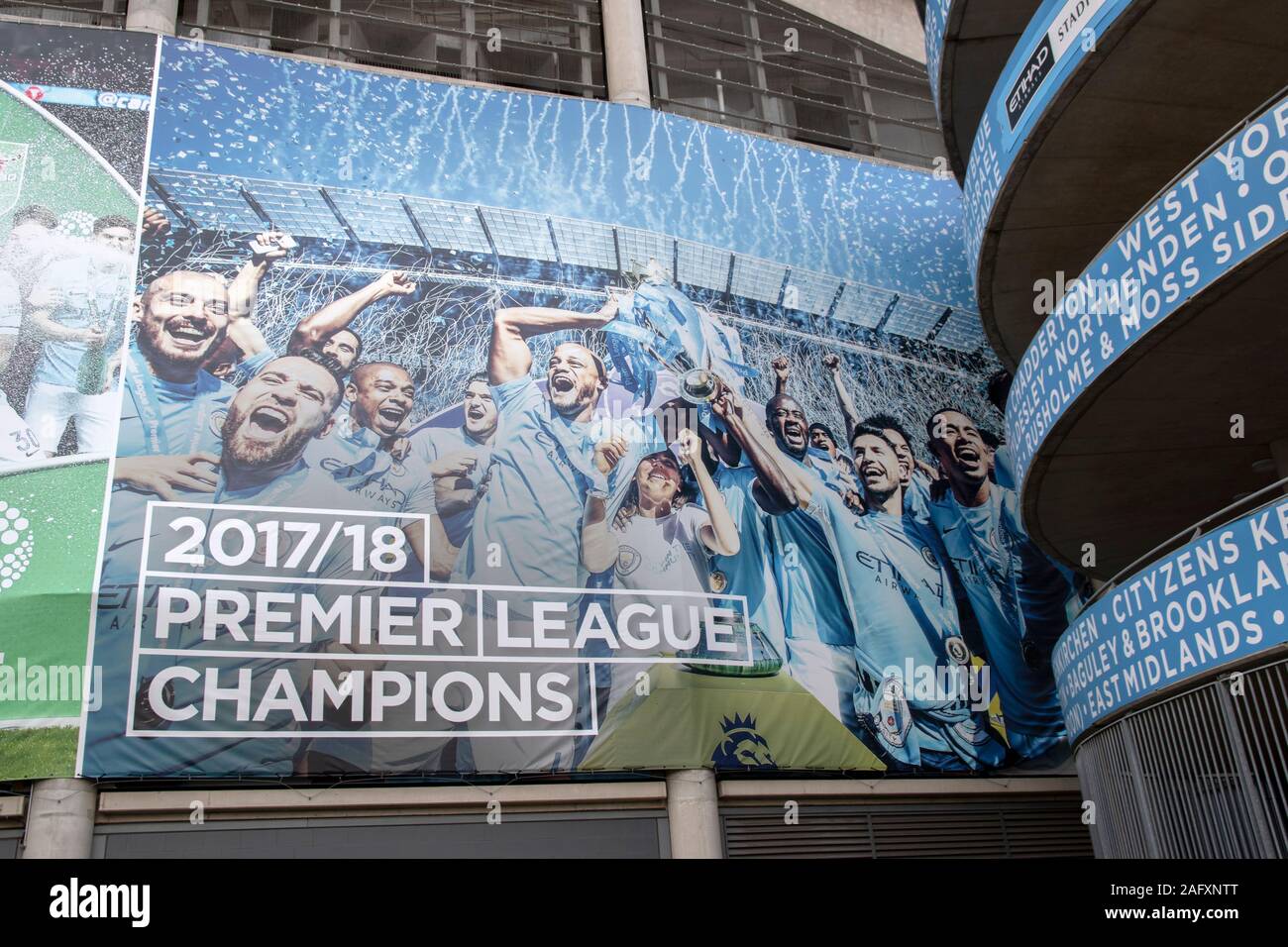 Billboard About The Champions Of Manchester City Football Club At ...