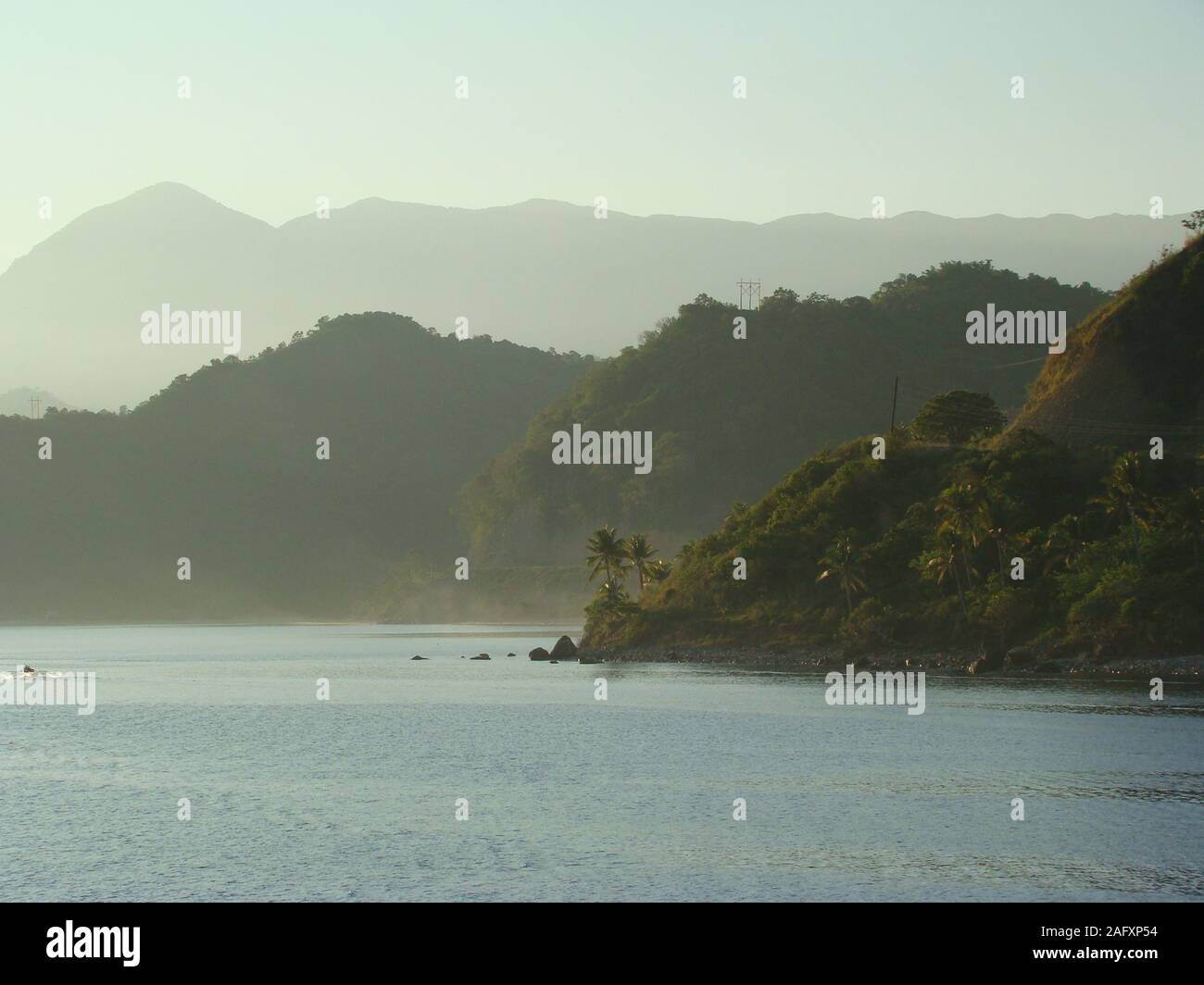 The volcanic Mindoro island, part of The Philippines archipelago, seen ...