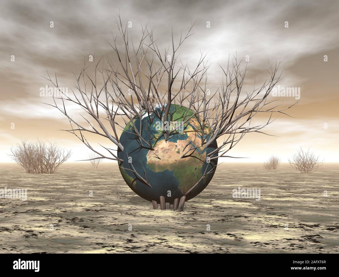 Danger of dryness on the earth concept - 3D render Stock Photo - Alamy