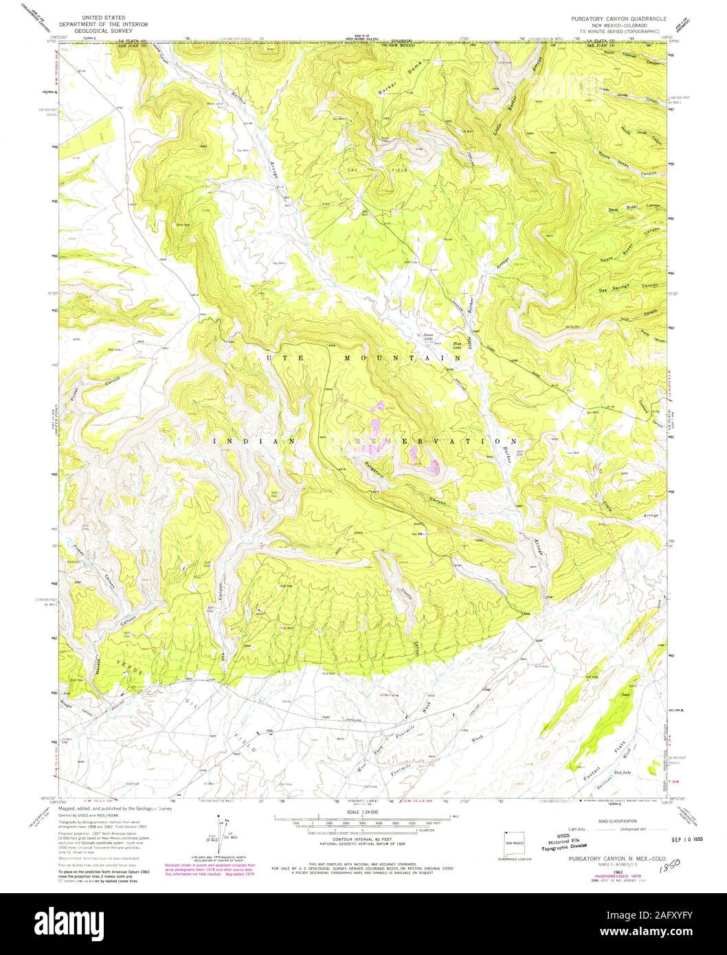 USGS TOPO Map New Mexico NM Purgatory Canyon 191985 1963 24000 ...