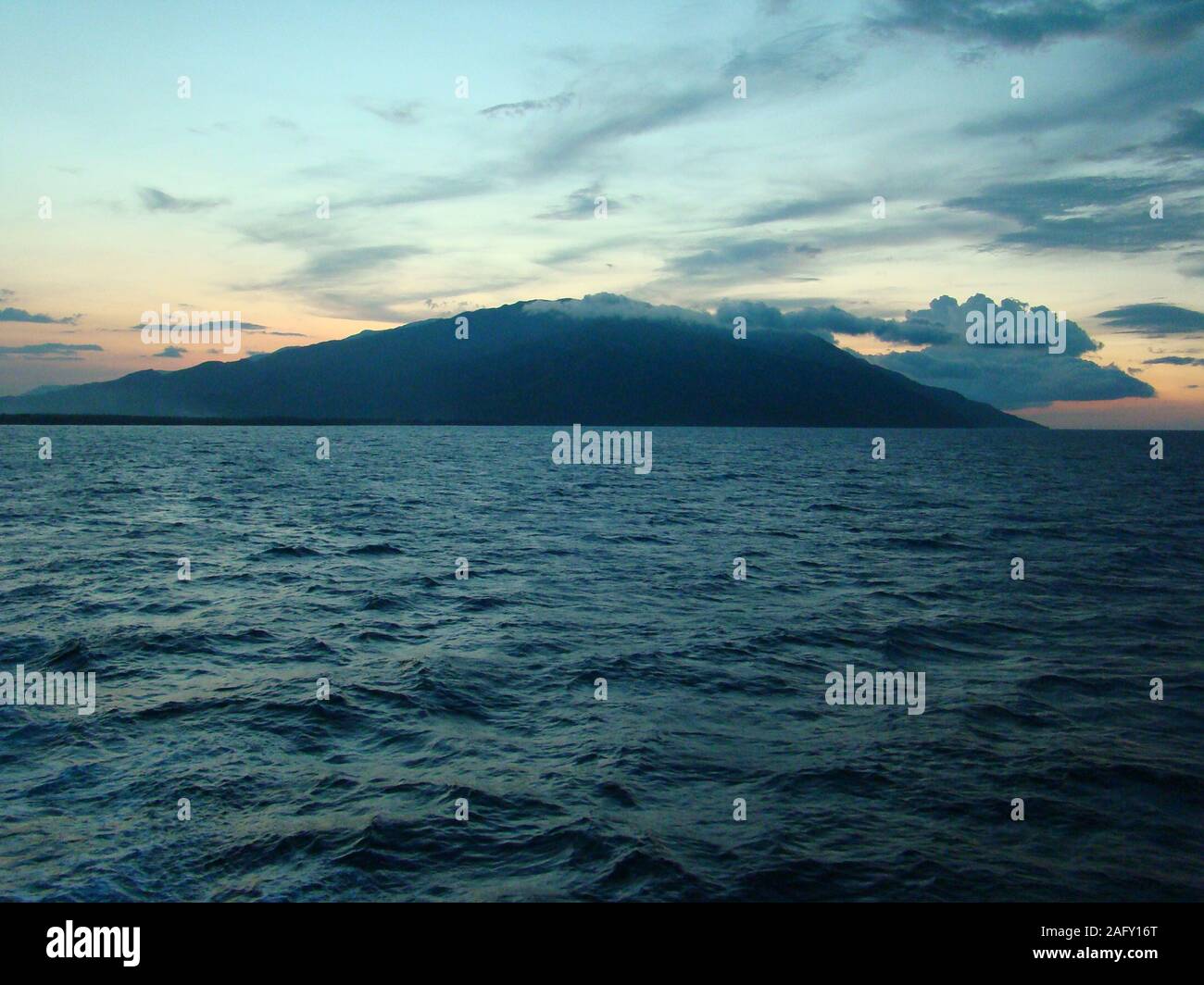 The volcanic Mindoro island, part of The Philippines archipelago, seen ...