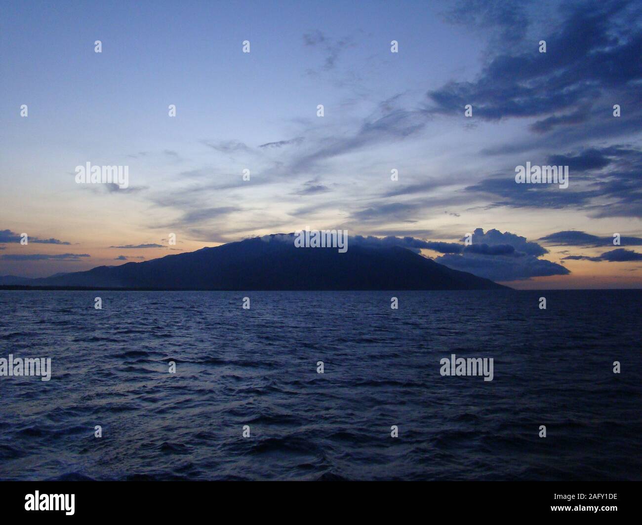 The volcanic Mindoro island, part of The Philippines archipelago, seen ...