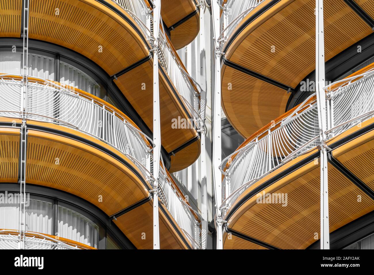 Monaco 7 DEC 2019 Abstract background of modern skyscraper wooden and ...