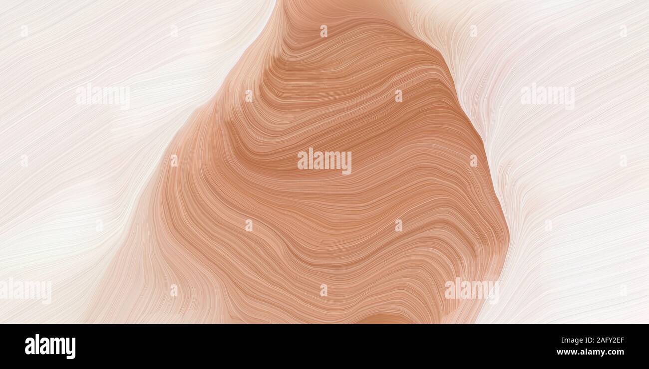 modern curvy waves background illustration with peru, linen and tan ...