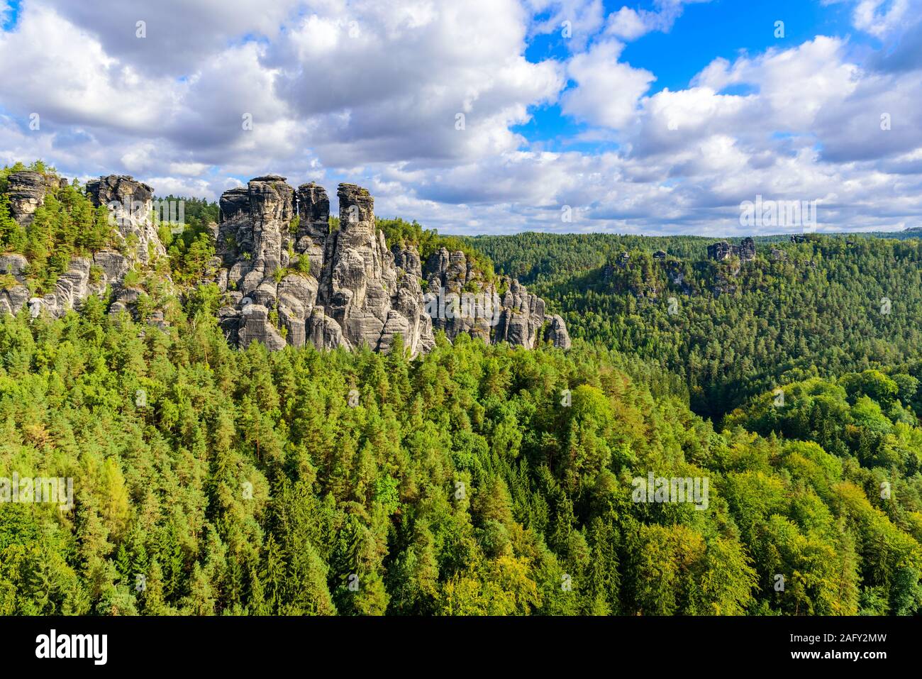Saxon switzerland bastion with bastion bridge hi-res stock photography ...