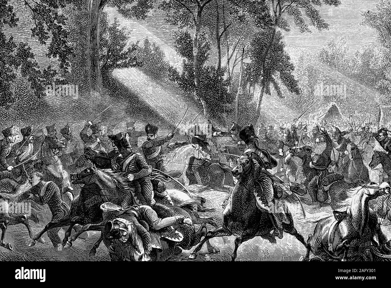 General Exelmans fighting against the Prussian cavalry in Rocquencourt ...
