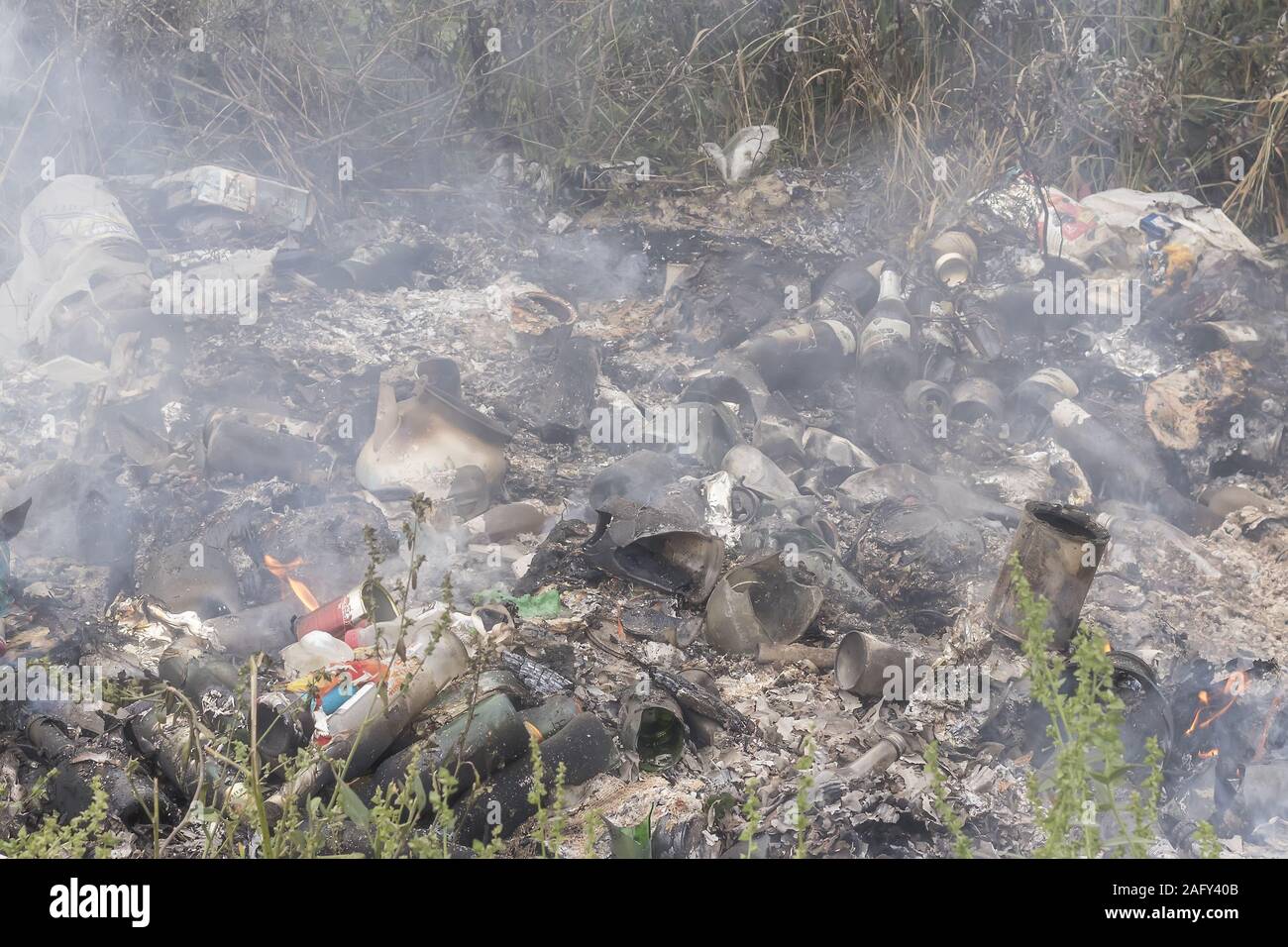 Concept to the problem of the environment - burning of garbage ...