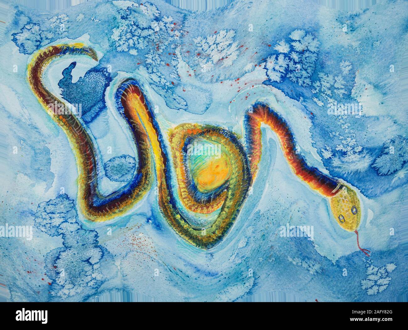 The wave of the cosmic snake. The dabbing technique near the edges ...