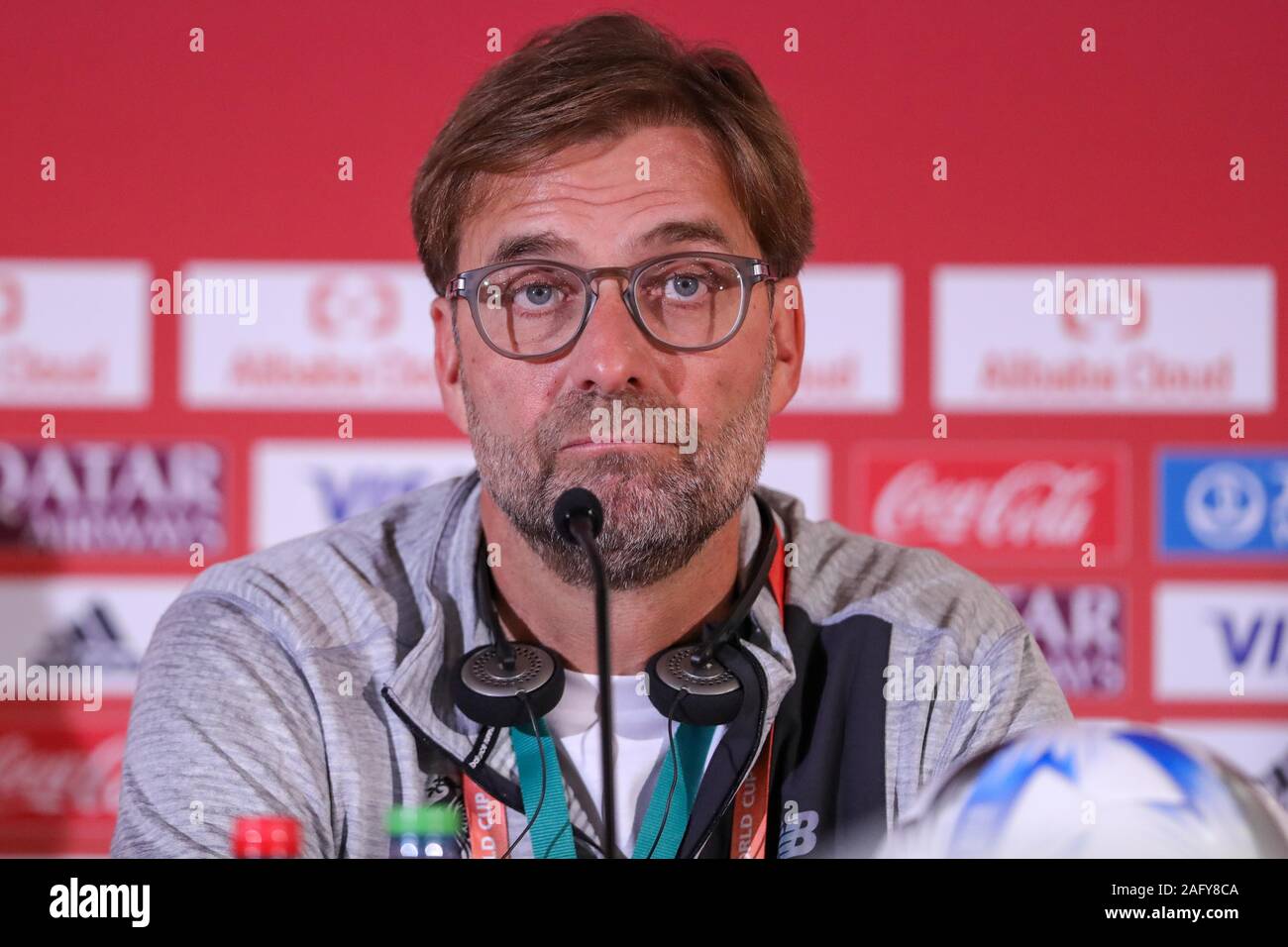 Doha, Qatar. 17th Dec, 2019. Liverpool coach Jurgen Klopp during a news ...