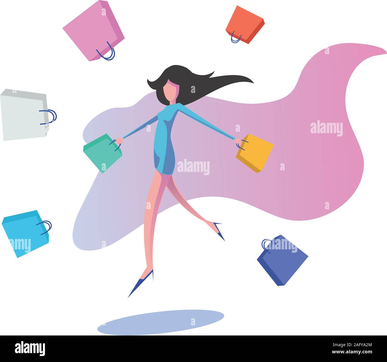 Women characters with shopping bags Stock Vector Image & Art - Alamy