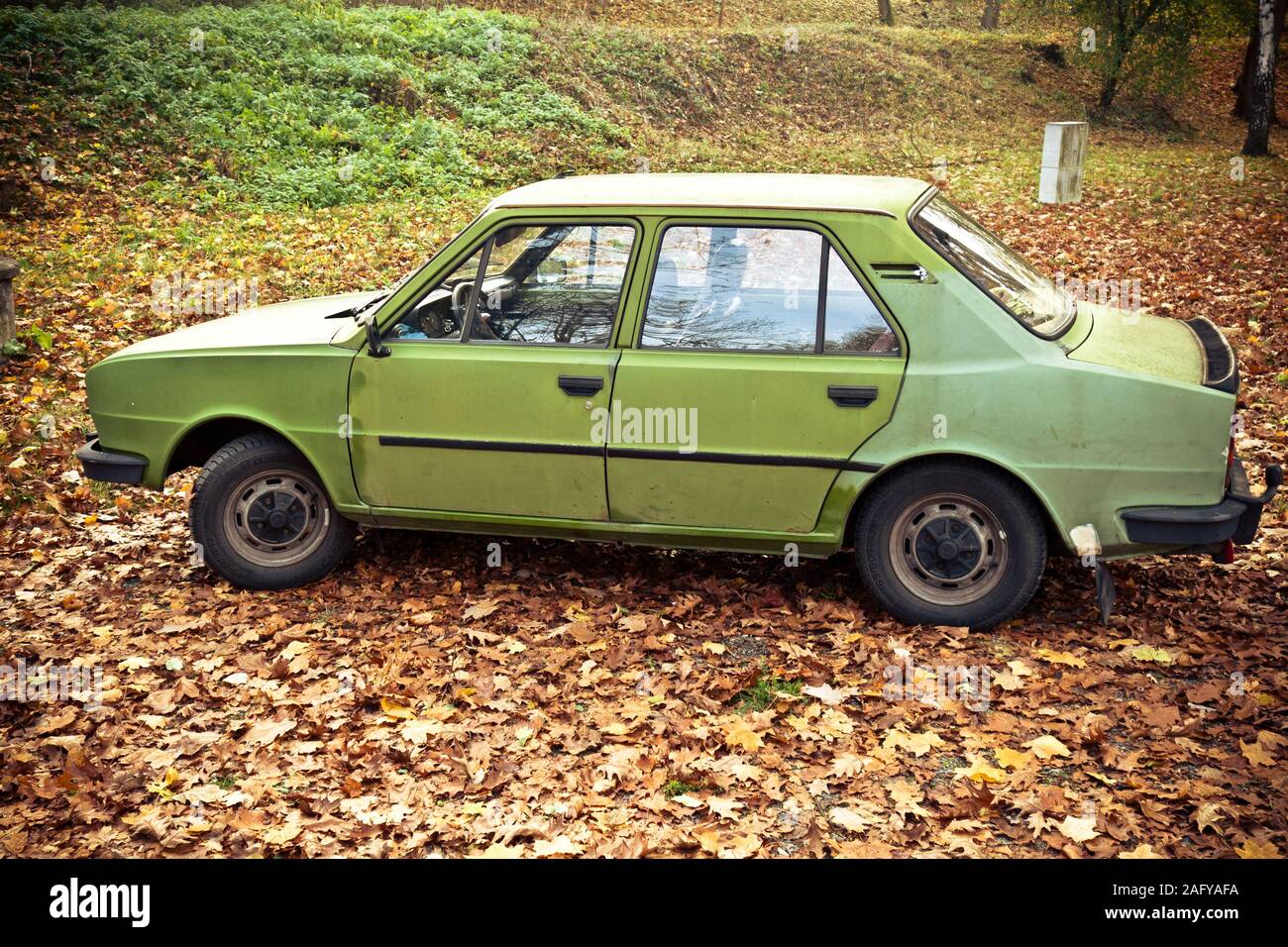 green Skoda car Stock Photo - Alamy
