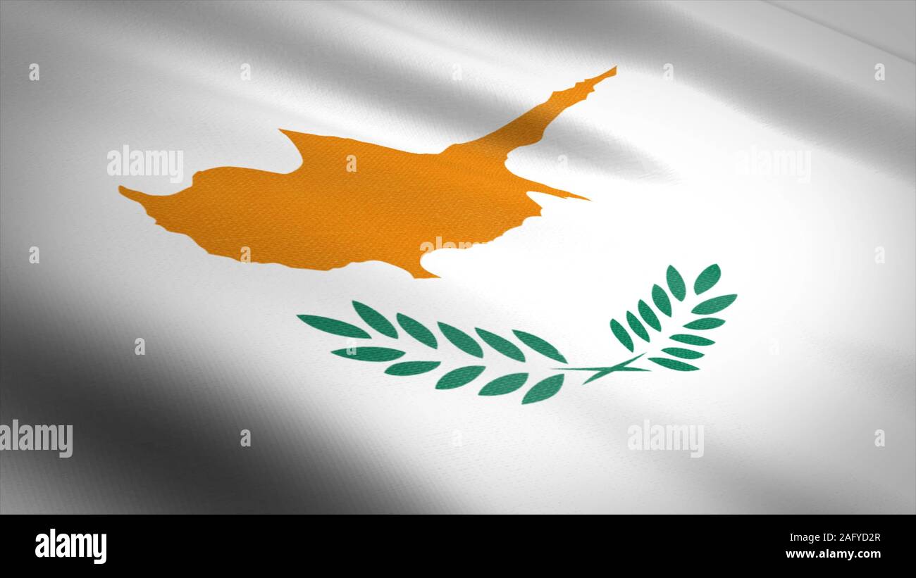 Flag of Cyprus. Realistic waving flag 3D render illustration with ...