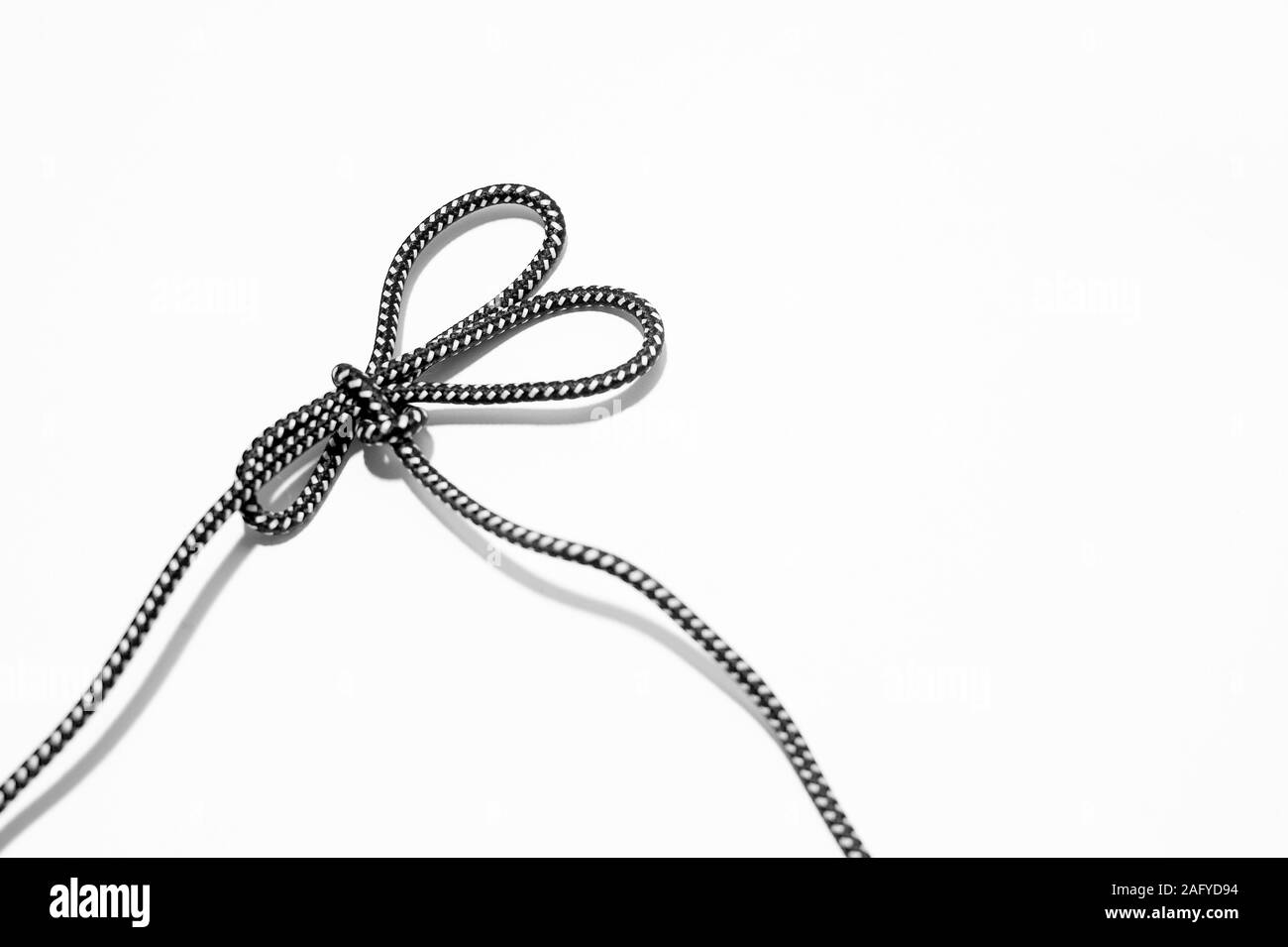 A bunny ears knot on white background Stock Photo - Alamy