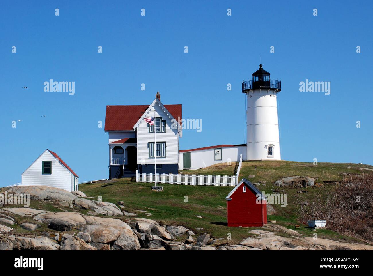 Nubble Lighthouse at Cape Neddick Stock Photo - Alamy