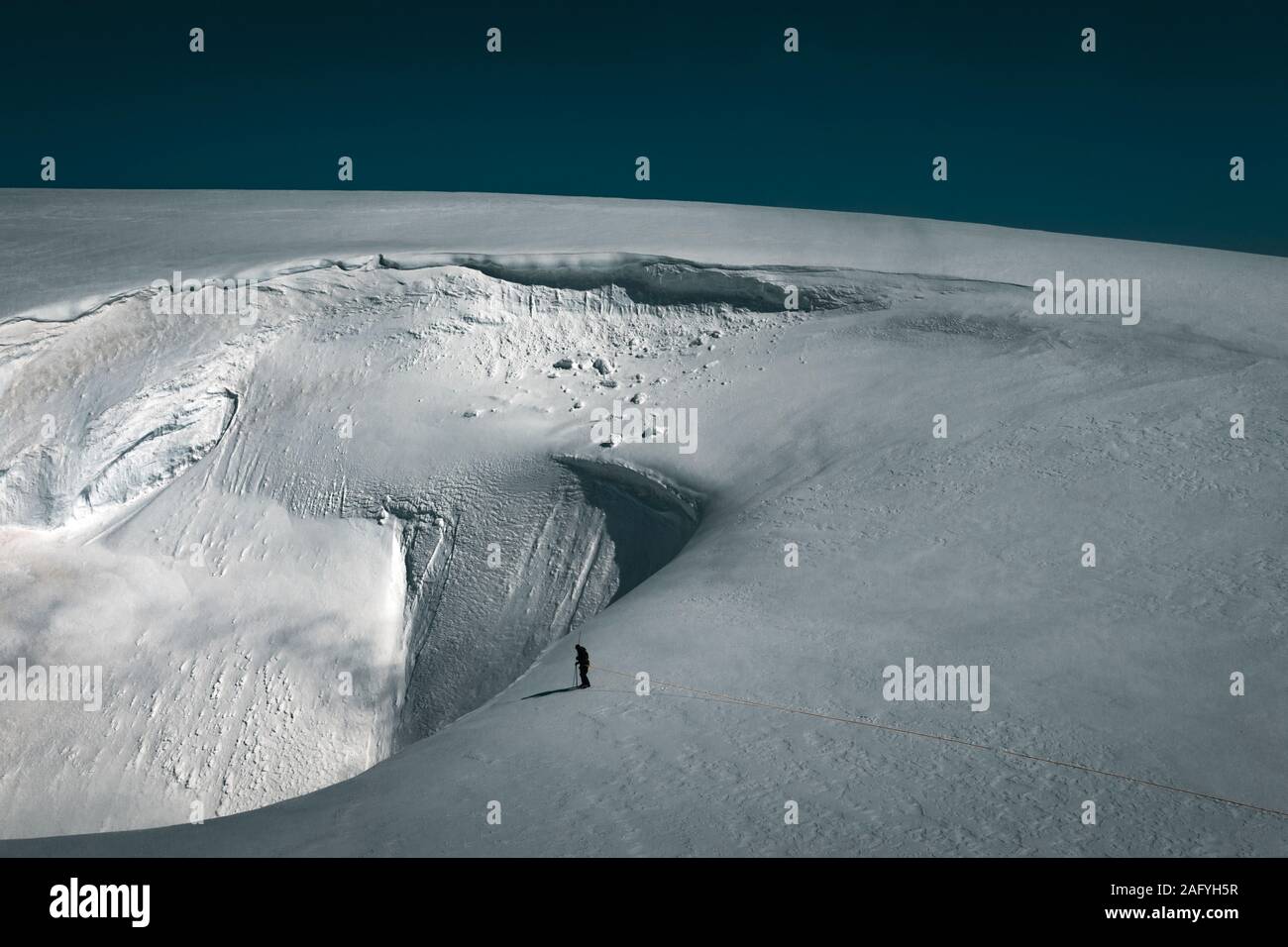 Scientists working by the caldera of Bardarbunga, Vatnajokull Ice Cap ...