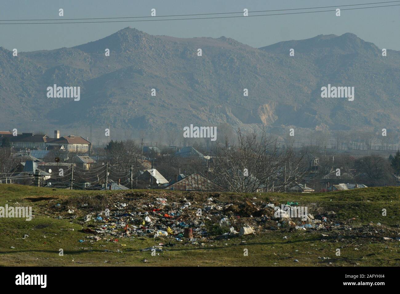 Trash dumped illegally on a city limit in Romania's countryside Stock ...