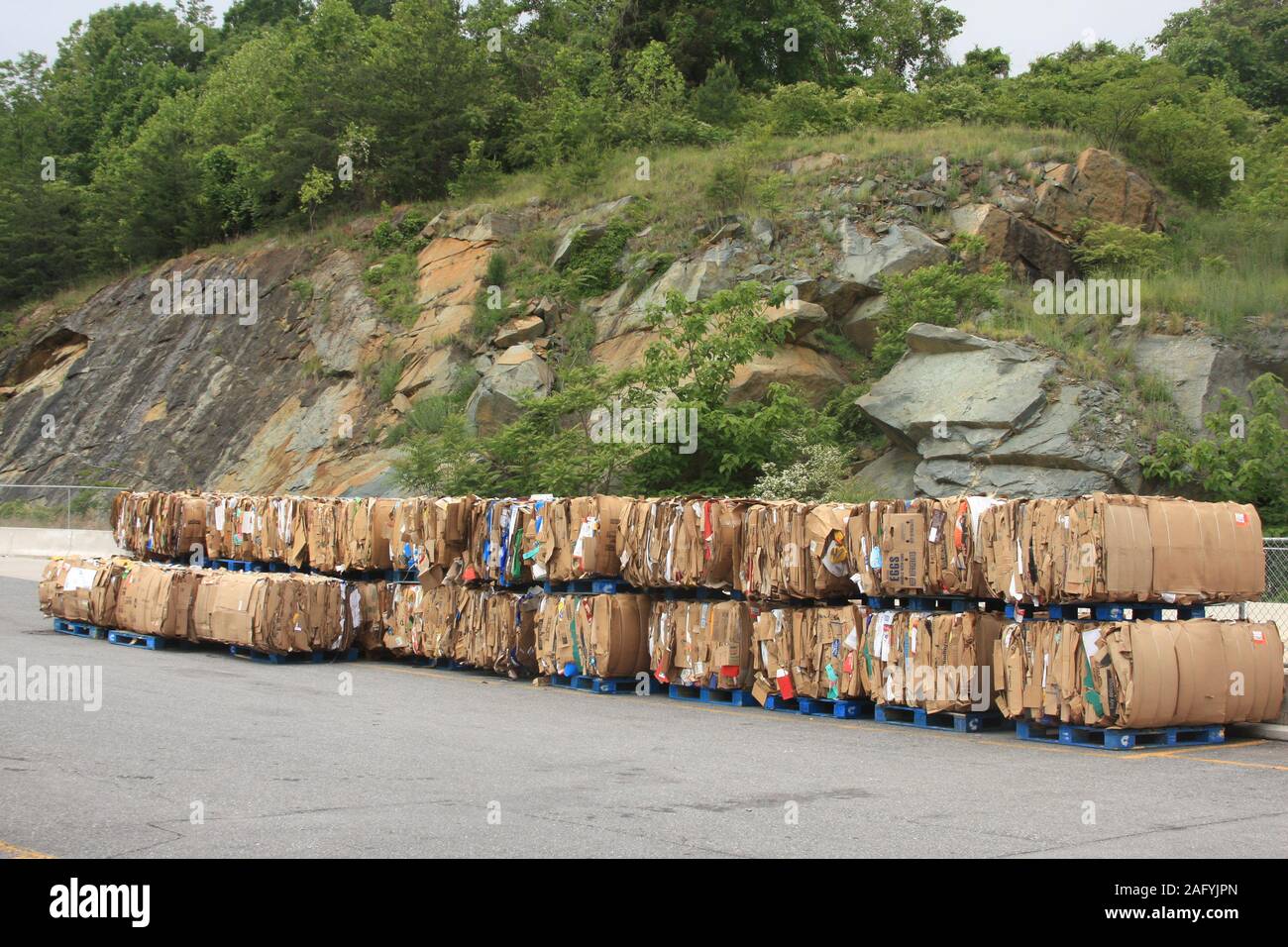 Large quantity of cardboard ready to be picked up outside a Walmart ...