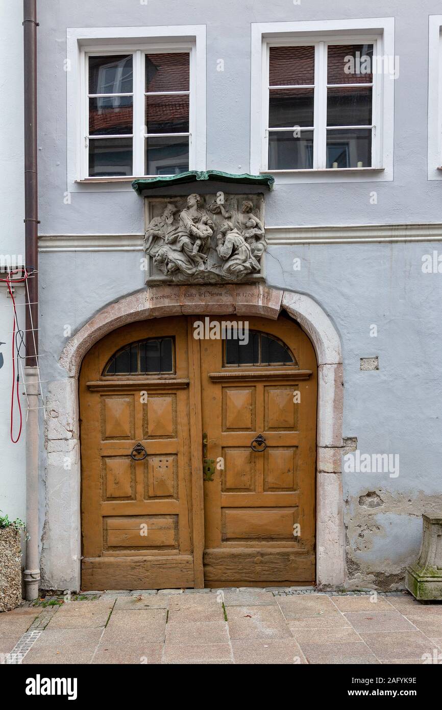 house facade with old wooden gate Stock Photo - Alamy