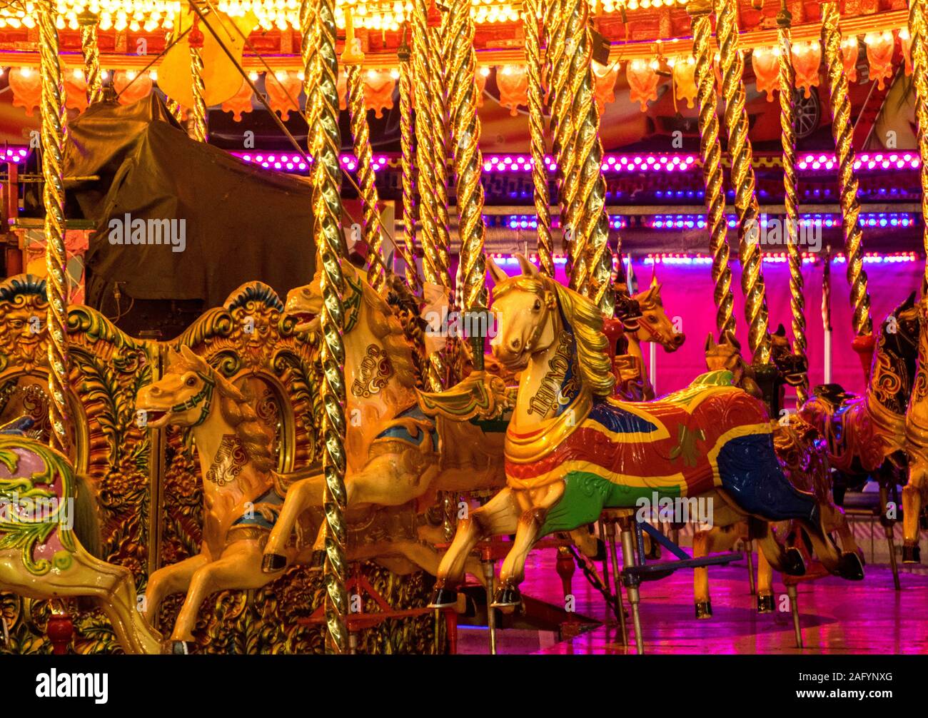One of the favorite rides at a funfair, the Carousel Stock Photo - Alamy