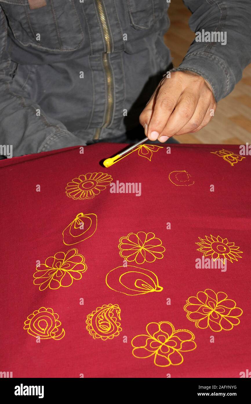 Rogan Art practiced in the Kutch District of Gujarat, India. Paint made ...