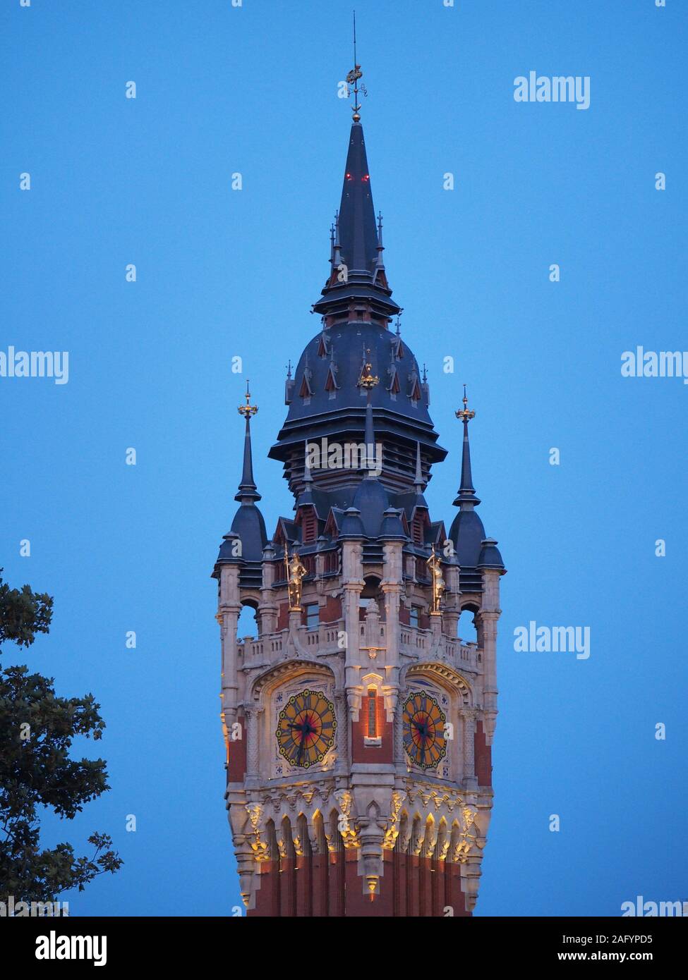 Calais town hall clock / belfry Stock Photo - Alamy