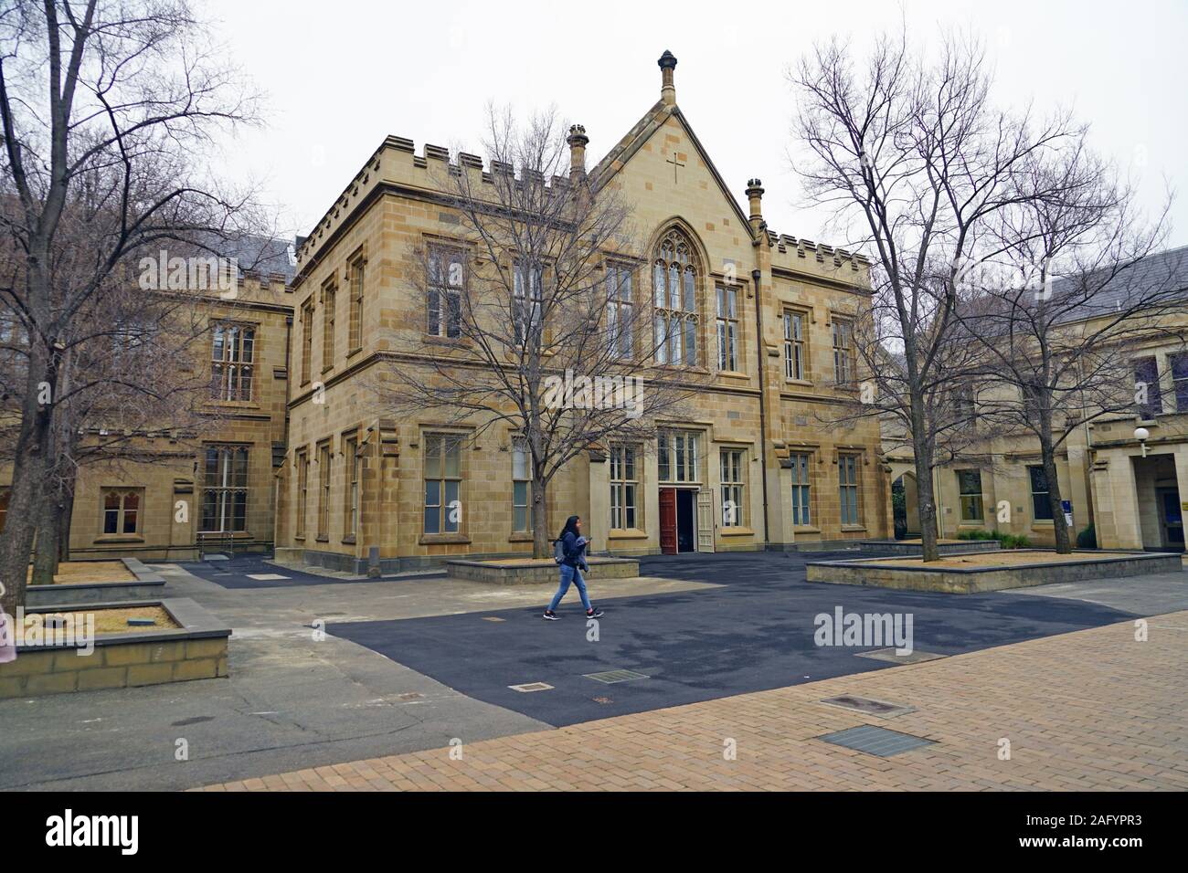 MELBOURNE, AUSTRALIA -17 JUL 2019- View of the campus of the University ...