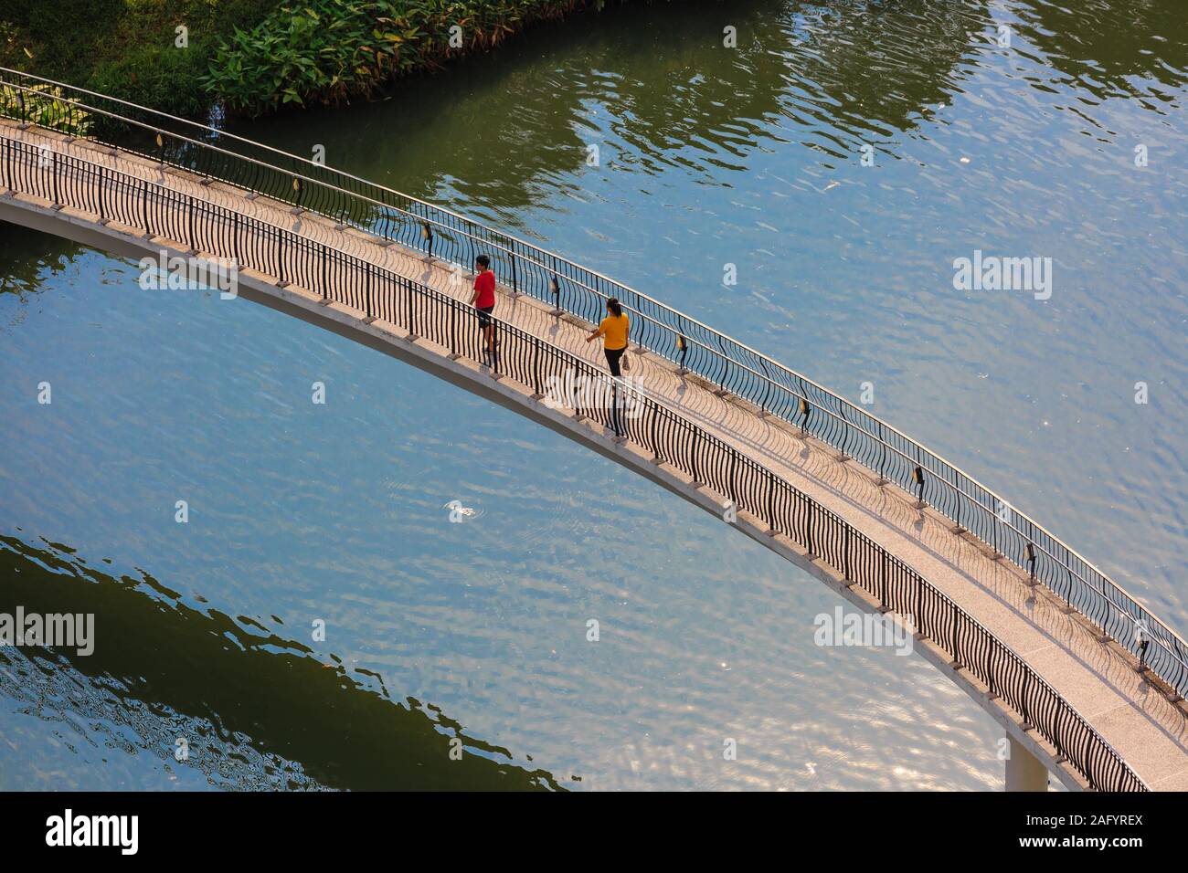 Singapore-12 OCT 2019: people walking on punggol waterway landscape ...